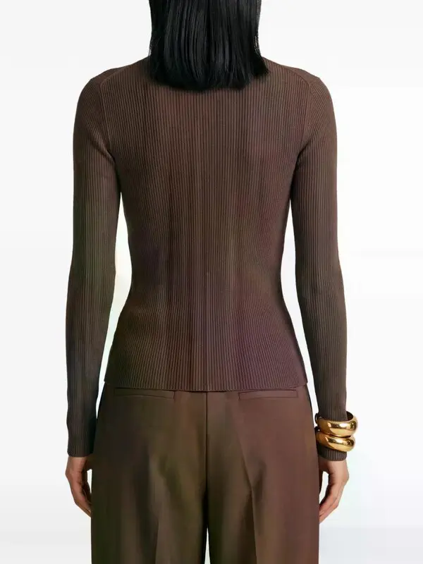Max Mara Ribbed-knit Turtleneck Sweater - Brown