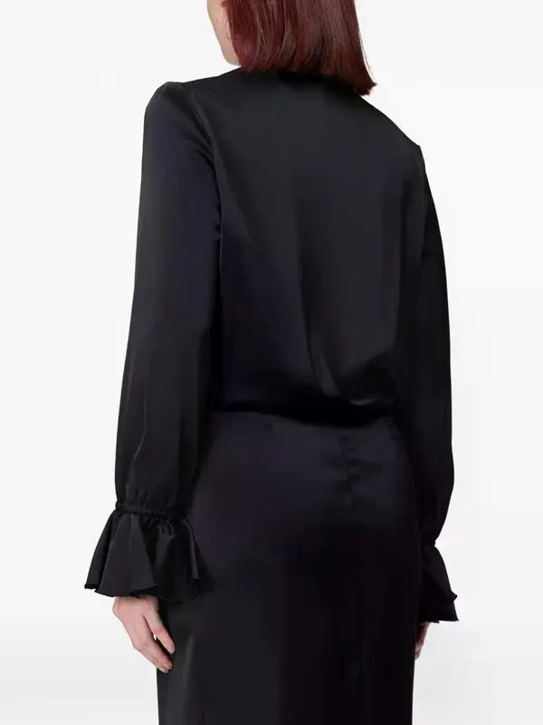 HANITA Wrap-style Ruffled-cuff Blouse