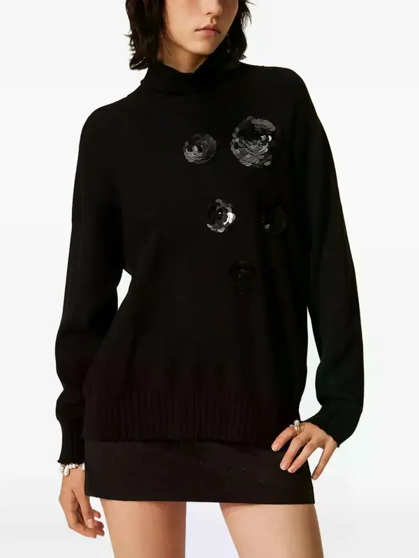 TWINSET Turtleneck Jumper With Sequin Embroidery