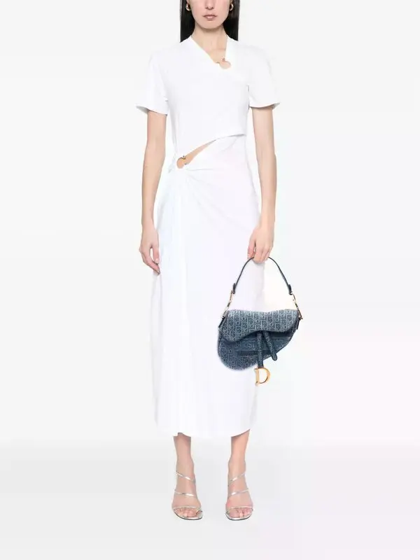 Dior 2019 Oblique Embroidered Denim Saddle Bag Shoulder Bag