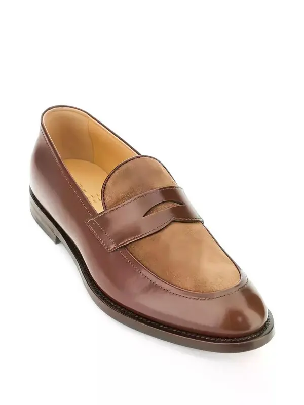 Brunello Cucinelli Panelled Leather Penny Loafers - Brown