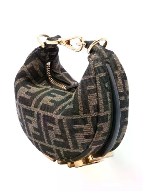 Fendi 2021-2023 Nano Ff Jacquard Fendigraphy Hobo Bag