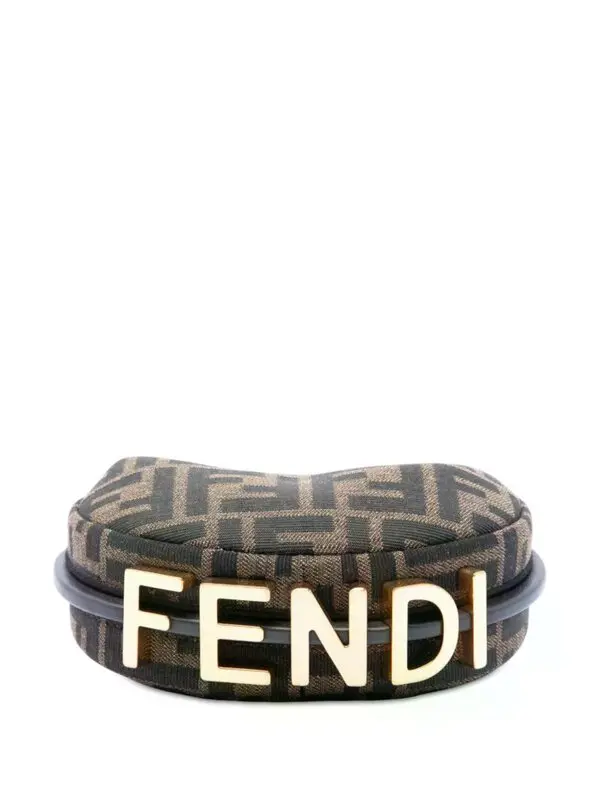 Fendi 2021-2023 Nano Ff Jacquard Fendigraphy Hobo Bag