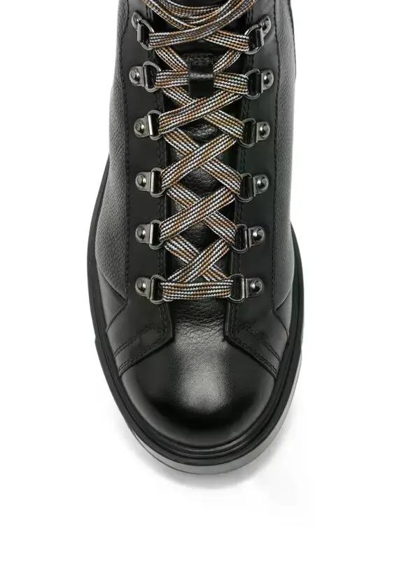 Santoni Fur-trim Lace-up Boots