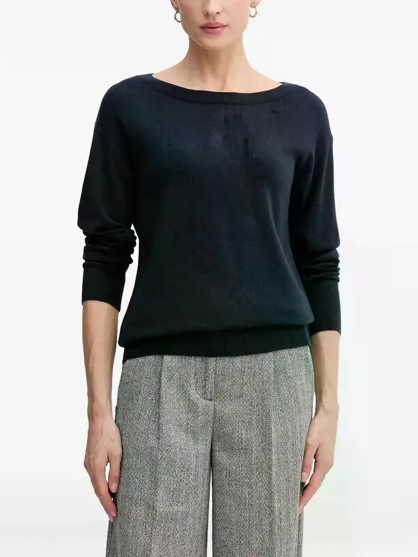 Sisley Boat-neck Long-sleeve Jumper - Blue