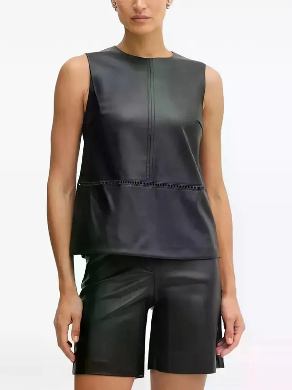 Sisley Perforated-detail Faux-leather Tank Top