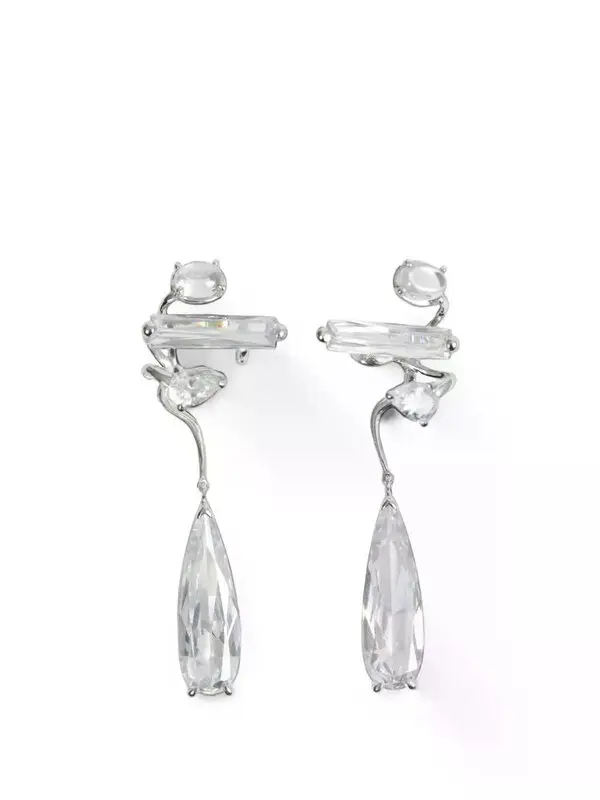ALAN CROCETTI Clear Mixed Drop Crystal-embellished Cuffs - Silver