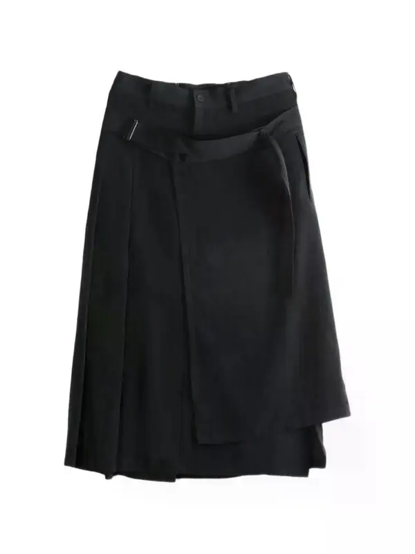 Yohji Yamamoto Belted Layered-panel Midi Skirt - Black