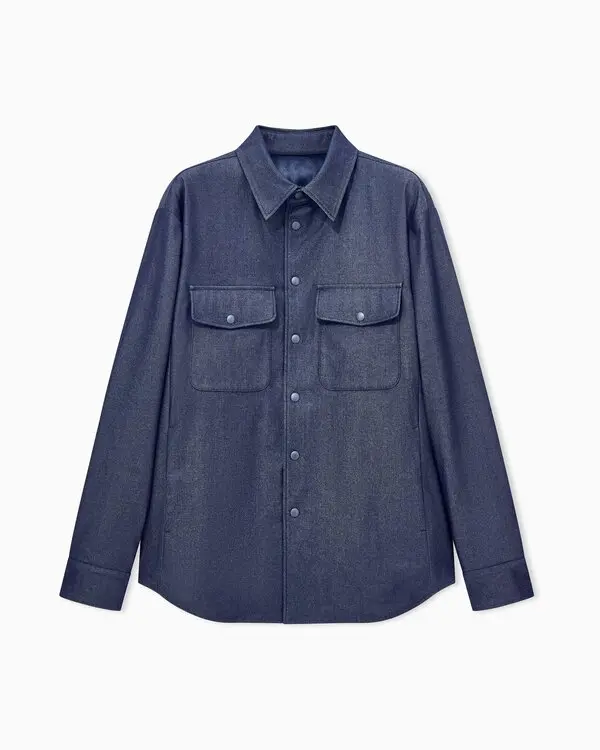Giorgio Armani Blouson Jacket Oversized In Silk Blend Denim Twill