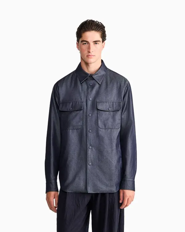 Giorgio Armani Blouson Jacket Oversized In Silk Blend Denim Twill