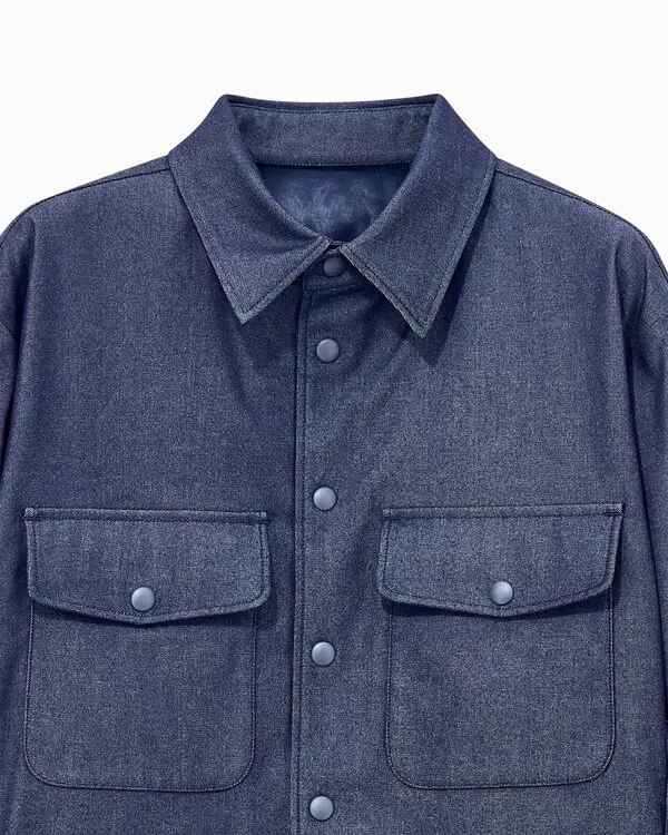 Giorgio Armani Blouson Jacket Oversized In Silk Blend Denim Twill