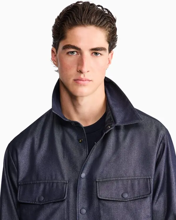 Giorgio Armani Blouson Jacket Oversized In Silk Blend Denim Twill