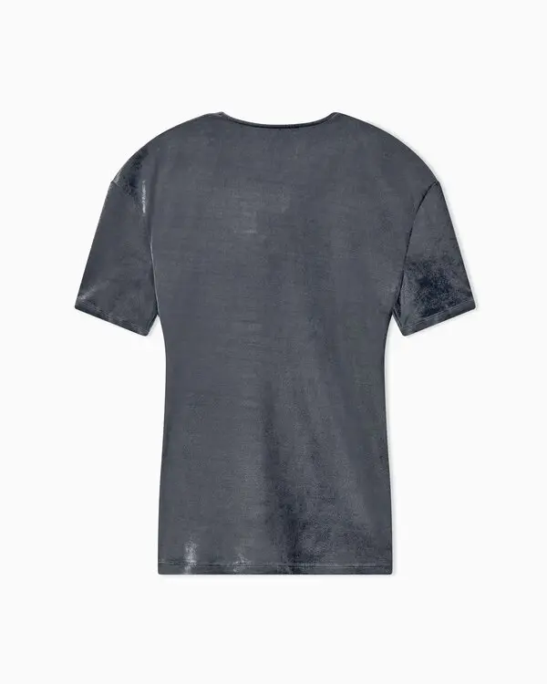 Giorgio Armani Jumper Slim-fit T-shirt In Viscose Chenille Front Draping - Grey