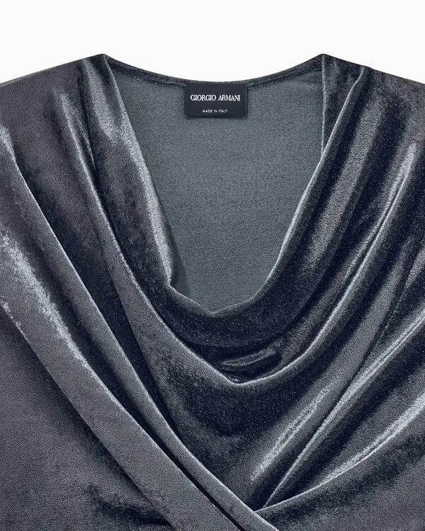 Giorgio Armani Jumper Slim-fit T-shirt In Viscose Chenille Front Draping - Grey