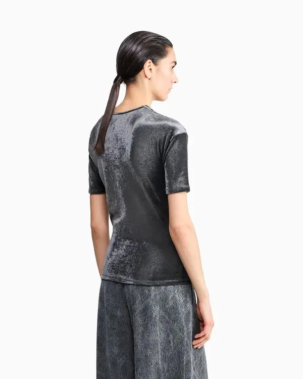 Giorgio Armani Jumper Slim-fit T-shirt In Viscose Chenille Front Draping - Grey