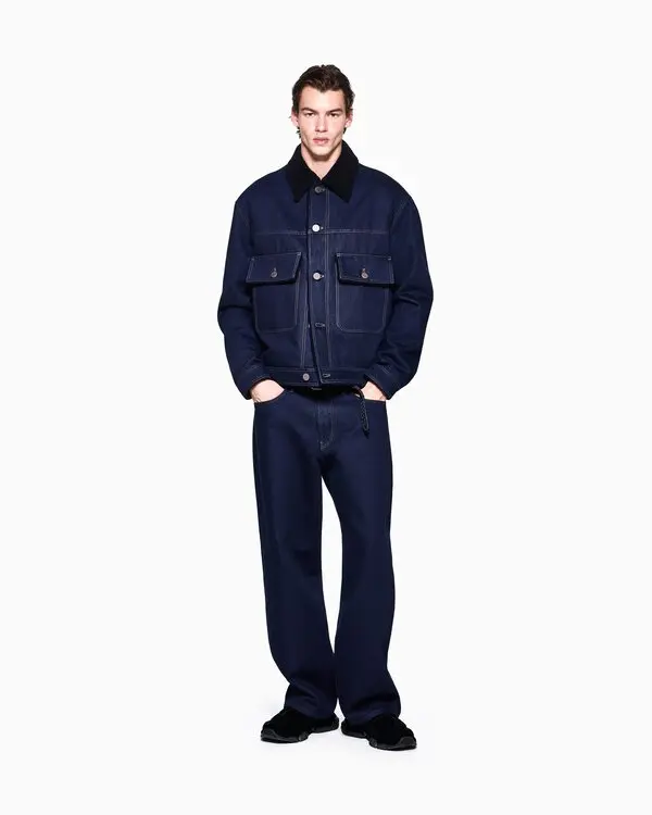 Giorgio Armani 5-pocket Pant Oversized Denim In Cotton And Virgin Wool
