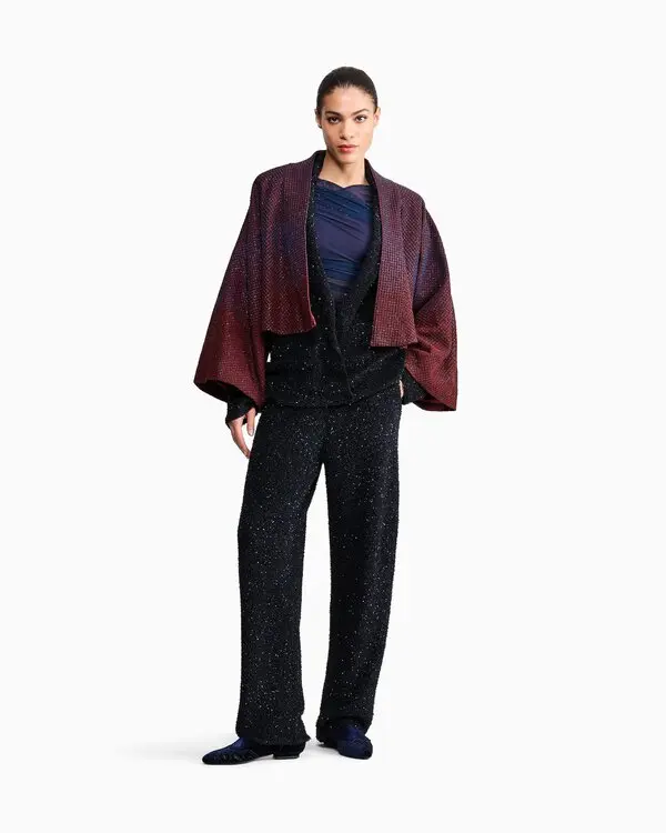 Giorgio Armani Viscose Terrycloth Pants With Metallic Fiber