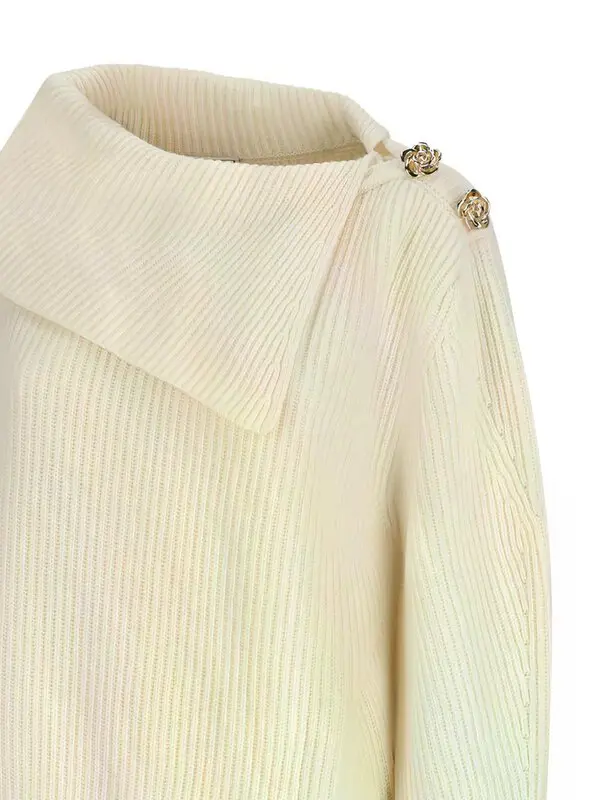 Blumarine Button-embellished Ribbed Sweater