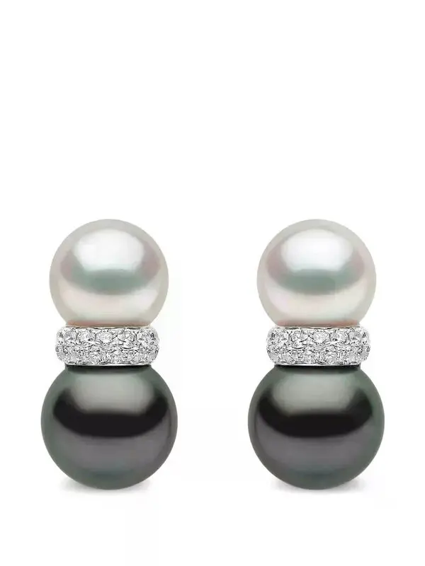 Yoko London Glitz Pearl And Diamond Earrings - Silver