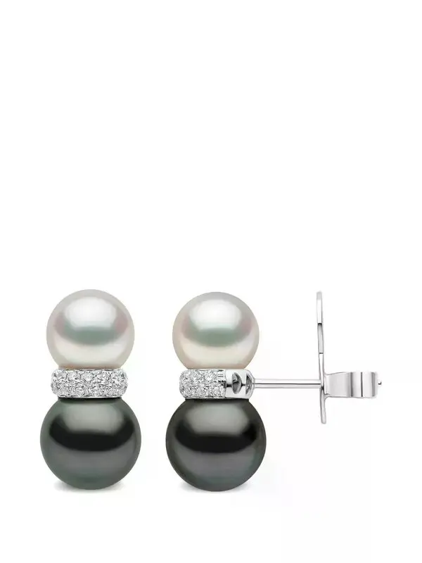 Yoko London Glitz Pearl And Diamond Earrings