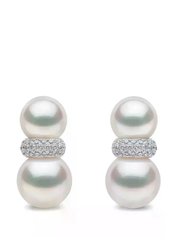 Yoko London Glitz South Sea Pearl And Diamond Earrings - Silver