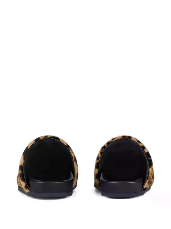 Givenchy Label Flat Mules In Pony Effect Leather With Leopard Pattern