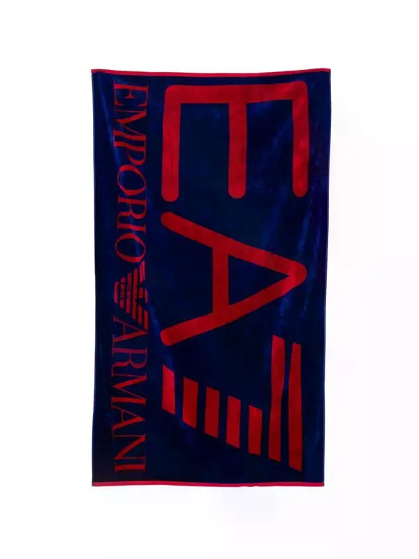 Emporio Armani Intarsia-logo Beach Towel - Blue