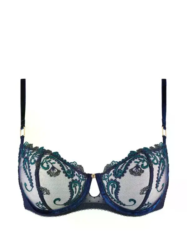 AUBADE Velvet Memories Embroidered Balcony Bra - Blue