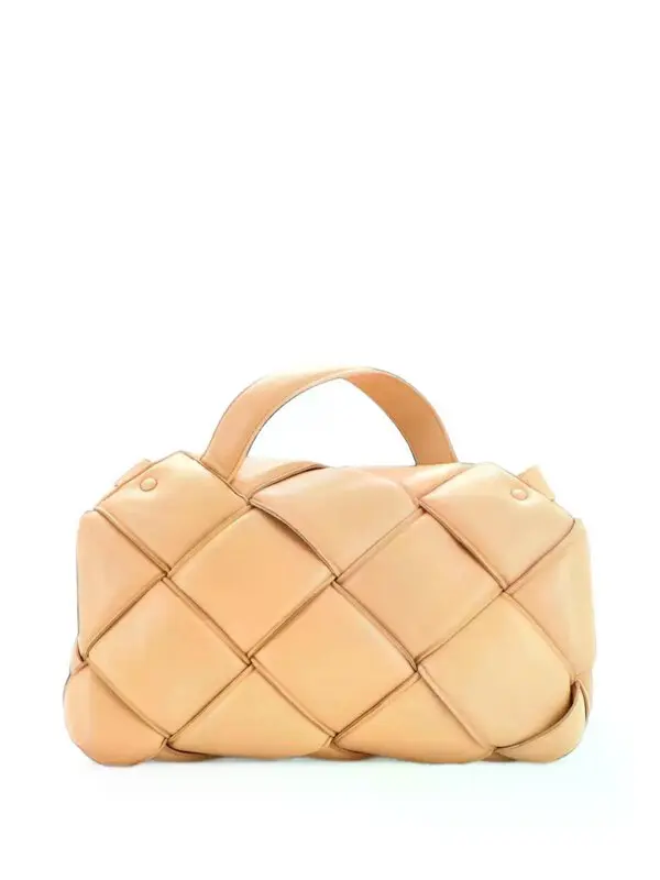 Bottega Veneta Top Handle Padded Maxi Intrecciato Leather Shoulder Bag - Neutrals