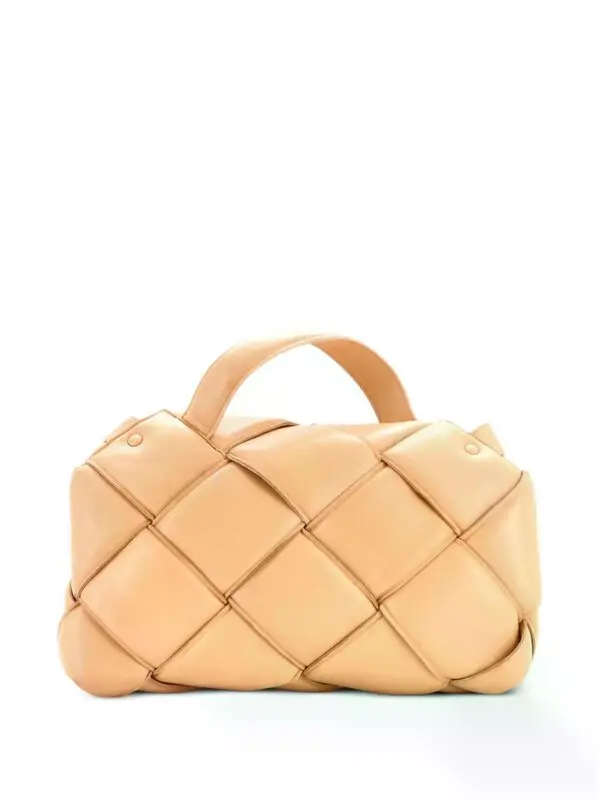 Bottega Veneta Top Handle Padded Maxi Intrecciato Leather Shoulder Bag - Neutrals