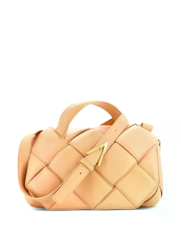 Bottega Veneta Top Handle Padded Maxi Intrecciato Leather Shoulder Bag - Neutrals