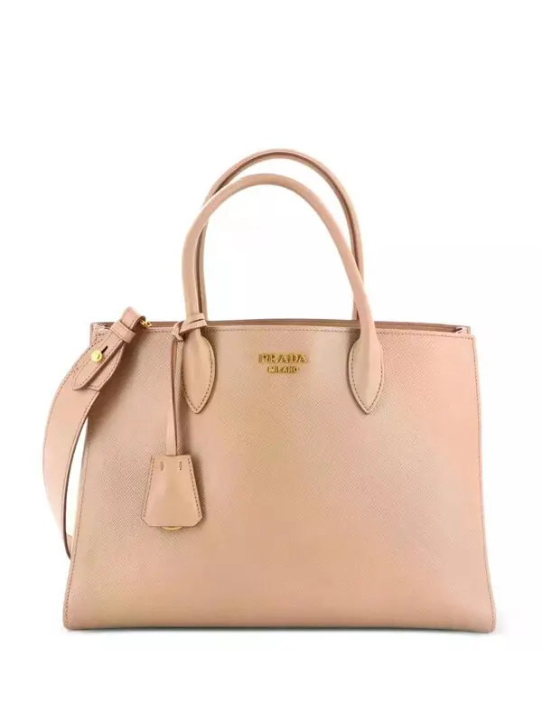 Prada Side Pleat Saffiano Leather Large Tote Bag