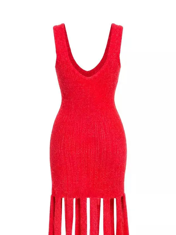 SIMONMILLER Tira Fringe-hem Midi Dress - Red