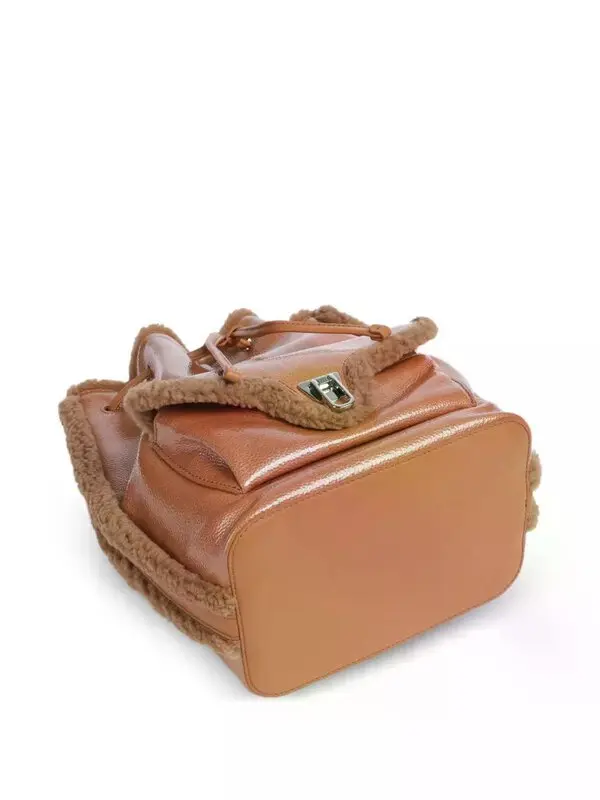 COCCINELLE Beat Generation Shearling-trim Leather Bucket Bag