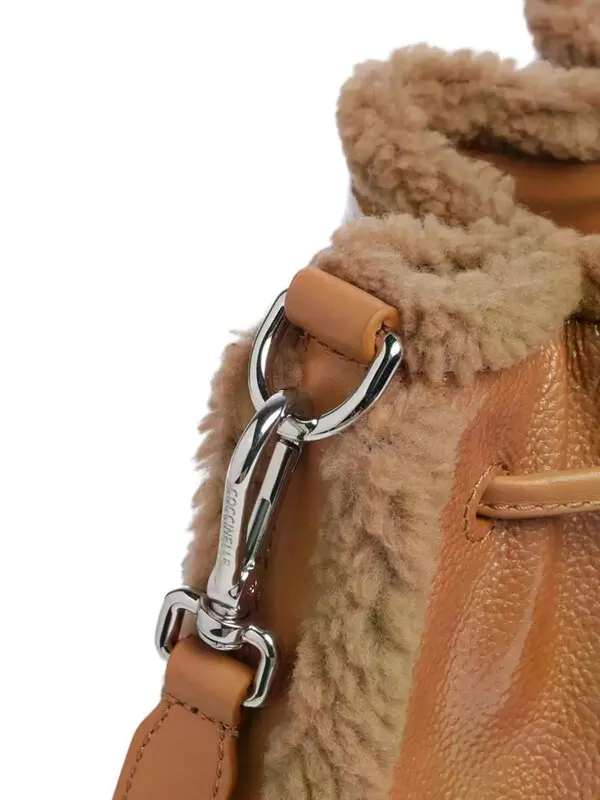 COCCINELLE Beat Generation Shearling-trim Leather Bucket Bag