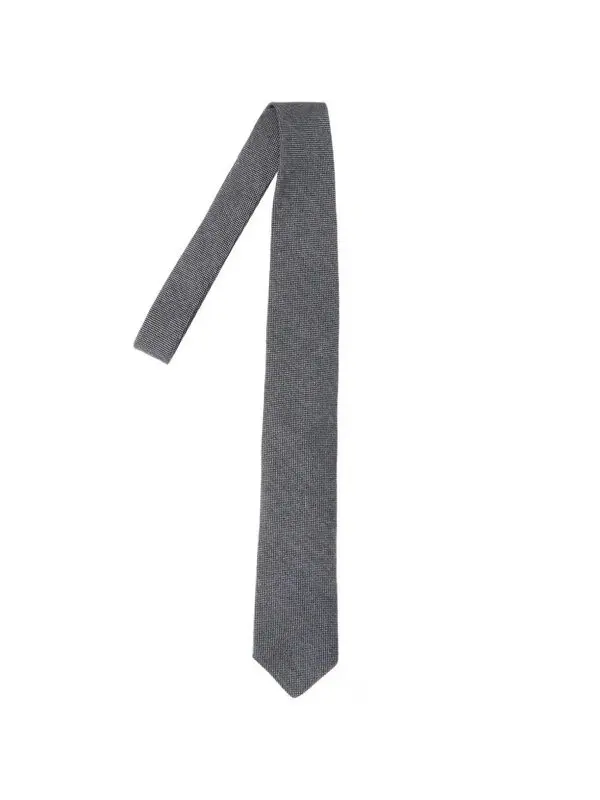 LARDINI Micro-pattern Wool Tie - Grey