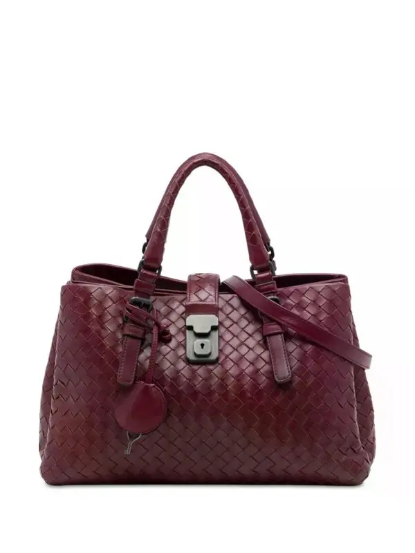 Bottega Veneta 2012-2026 Small Nappa Intrecciato Roma Satchel - Red