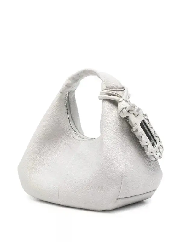 GANNI Bou Knotted Leather Tote Bag - Grey