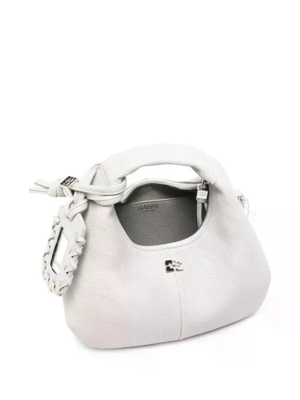 GANNI Bou Knotted Leather Tote Bag - Grey