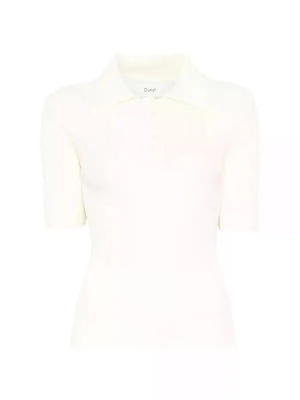 DUNST Ribbed-knit Polo Shirt - Neutrals