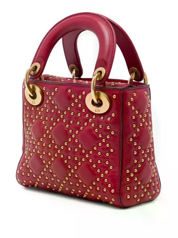 Dior 2017 Mini Lambskin Cannage Studded Supple Lady Satchel
