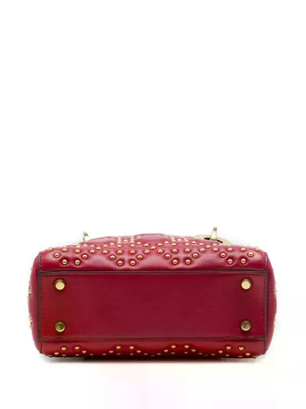 Dior 2017 Mini Lambskin Cannage Studded Supple Lady Satchel