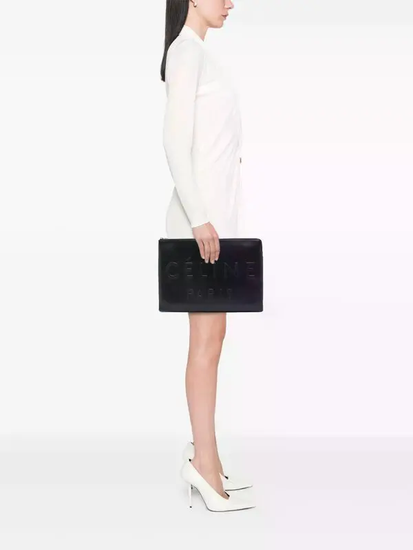 Celine 2018 Embossed Leather Logo Clutch Bag
