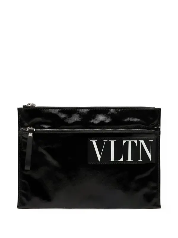 Valentino Garavani 2018-2026 Vinyl Vltn Clutch Bag - Black