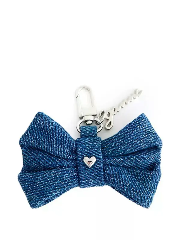 GANNI Bow-detail Denim Keyring - Blue