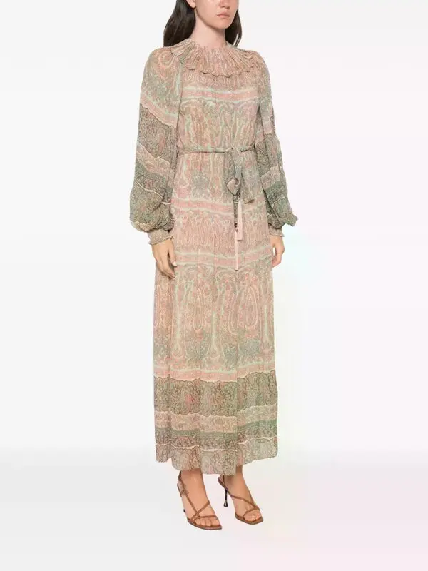 Zimmermann Momentum Rouleau Billow Paisley-print Maxi Dress - Neutrals