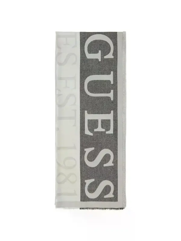Guess Logo-jacquard Frayed-edge Scarf