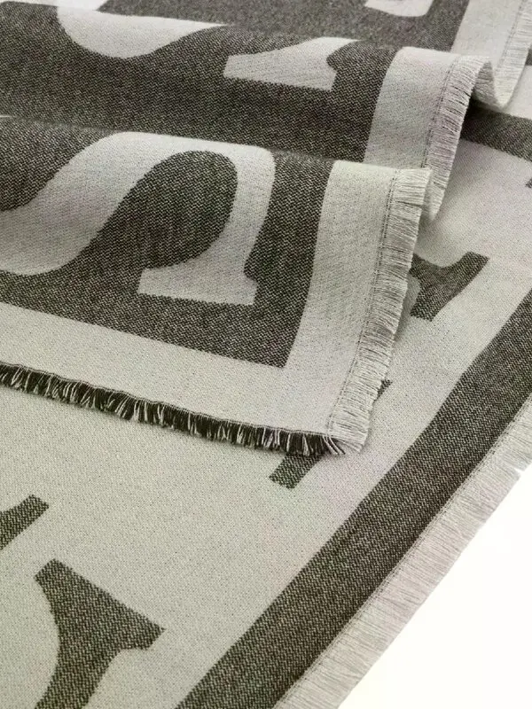 Guess Logo-jacquard Frayed-edge Scarf