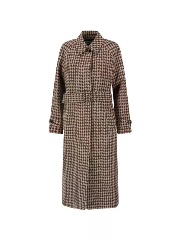 LARDINI Houndstooth-pattern Belted Coat