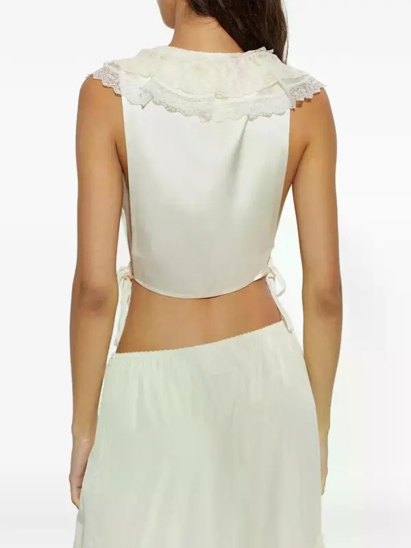 GANNI Ruffled Lace-trim Top